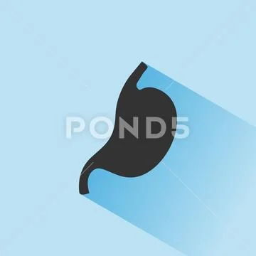 Stomach icon with shade on blue background: Graphic #108776273