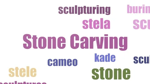 Stone Carving Tag Cloud Animated On Whit... | Stock Video | Pond5