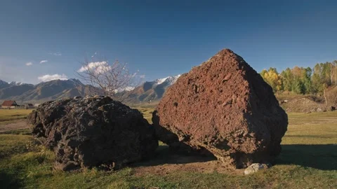 Stone of the eruption of an ancient volc... | Stock Video | Pond5