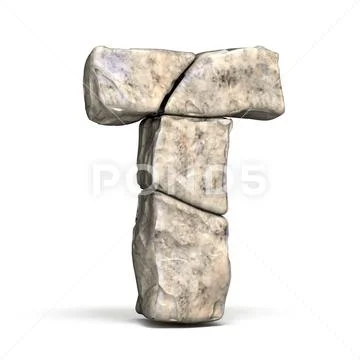 Stone font letter T 3D Stone font letter T 3D render illustration isolated... Stock Image #264384716