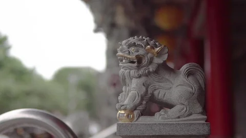 Stone lion and classical architecture in... | Stock Video | Pond5