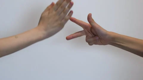 stone scissors paper hand gestures of ch... | Stock Video | Pond5