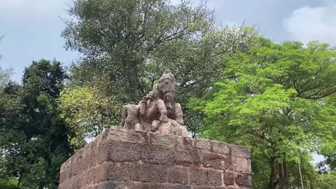 Stone sculpture of roaring Simha-Gaja (L... | Stock Video | Pond5