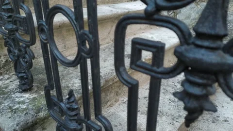 Stone steps worn down from foot traffic.... | Stock Video | Pond5