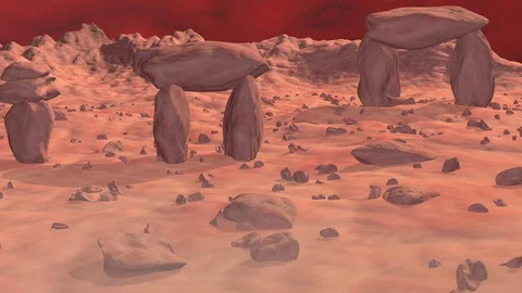 Stone Structures On Alien World. Martian... | Stock Video | Pond5