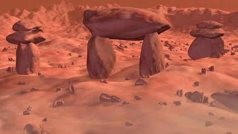 Stone structures on alien world. Martian... | Stock Video | Pond5