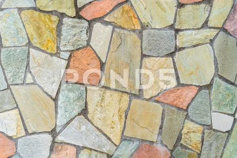 Photograph: Stone tile floor block wall for texture background #100543632