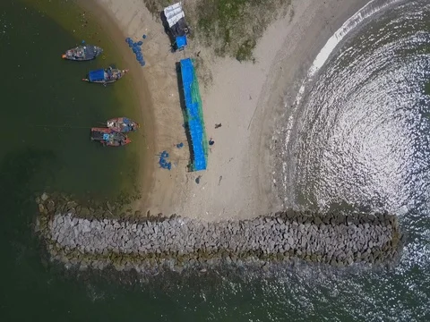 Stone wave breaker into the sea at Map t... | Stock Video | Pond5