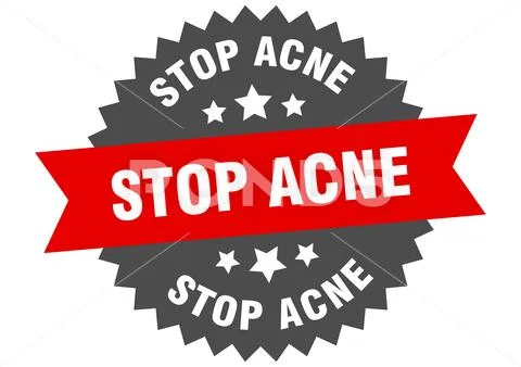 Stop acne sign. stop acne circular band label. round stop acne sticker ...
