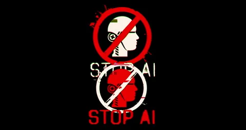 Stop AI symbol modern glitch concept ani... | Stock Video | Pond5
