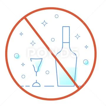 Stop alcohol sign icon. Restrict symbol. Vector illustration.: Graphic ...