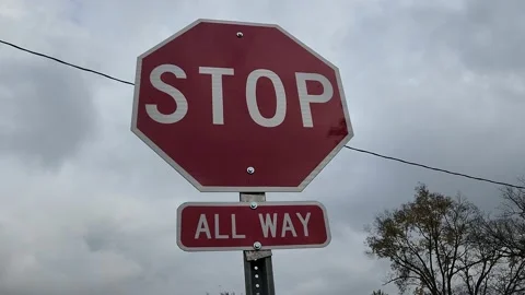Stop All Way Traffic Signage | Stock Video | Pond5