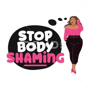 Stop body shaming - Happy plus size girl: Graphic #124004261