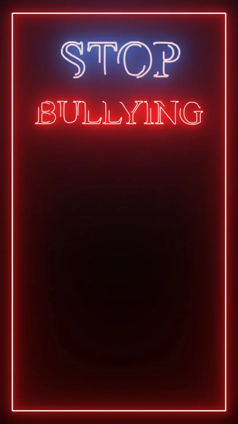 stop bullying neon light effect green sc... | Stock Video | Pond5