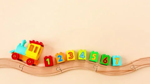 Stop motion animation kids toy train wit... | Stock Video | Pond5