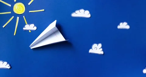 Stop motion animation of a paper airplan... | Stock Video | Pond5