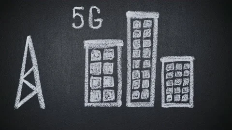 Stop motion dangerous 5G towers drawn on... | Stock Video | Pond5