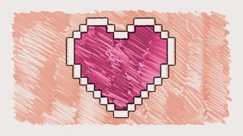 stop motion drawn marker pixel heart sha... | Stock Video | Pond5
