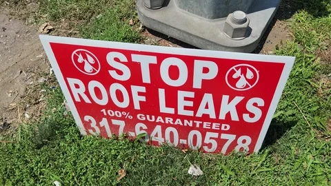 Stop Roof Leaks Signage 100% Guaranteed | Stock Video | Pond5