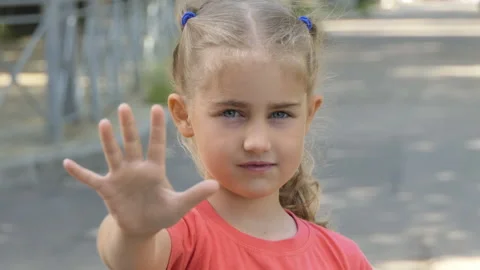 Stop Sign Hand Child Person Portrait. Li... | Stock Video | Pond5