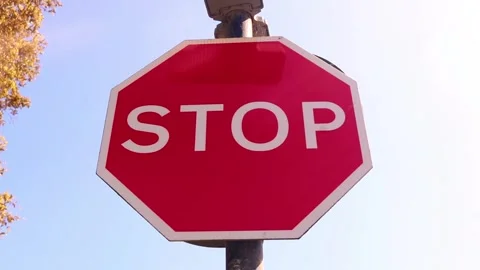 Stop Sign Large Red Octagon Street Road ... | Stock Video | Pond5