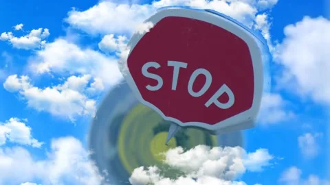 Stop sign motion background in the cloud... | Stock Video | Pond5