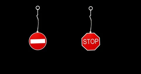 Stop sign, no entry sign.Road signs on a... | Stock Video | Pond5
