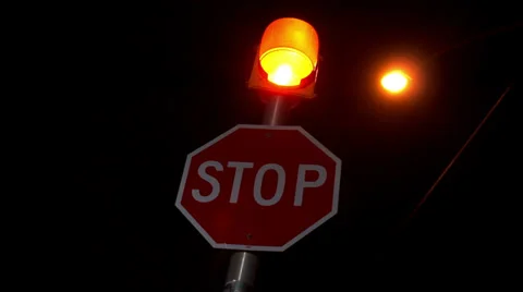 Stop Sign Light Night Stock Footage ~ Royalty Free Stock Videos | Pond5