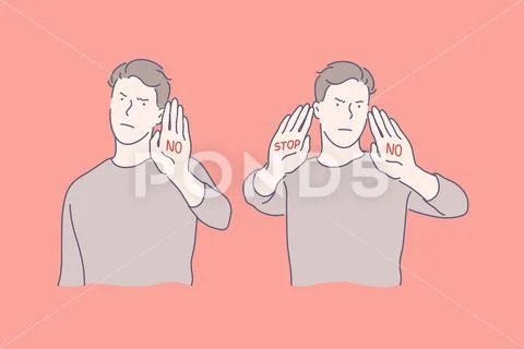 Stop sign, refusal sign, anger set concept: Royalty Free #143327434