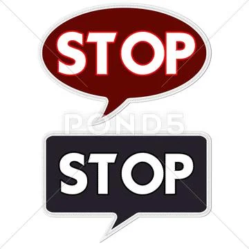 Stop sign with stitch style on fabric background ~ Clip Art #24796163