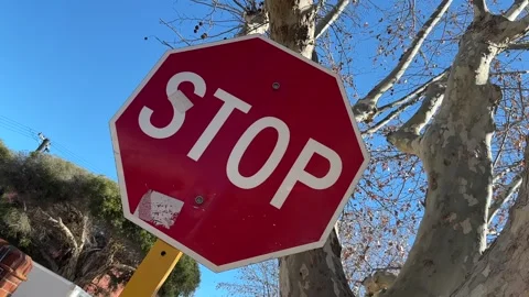 Stop Sign Warning Attention oblique angl... | Stock Video | Pond5