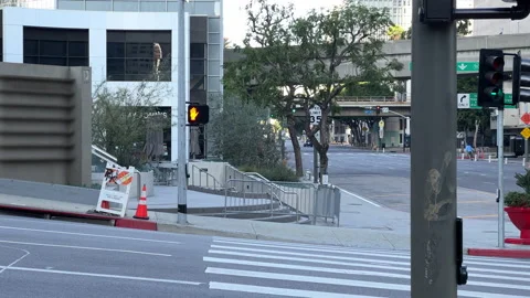 Stop traffic light. Empty road in big ci... | Stock Video | Pond5
