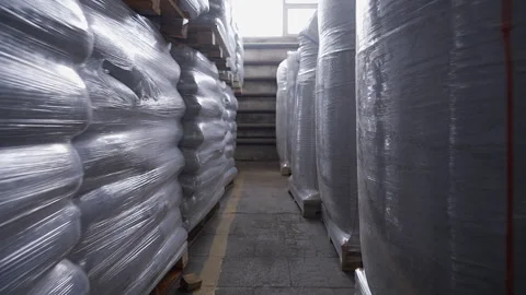 Storage room full of recycled plastic ma... | Stock Video | Pond5