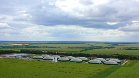 Storage tanks for biomass. Modern biogas... | Stock Video | Pond5