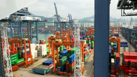 Storage yard of Hong Kong International ... | Stock Video | Pond5