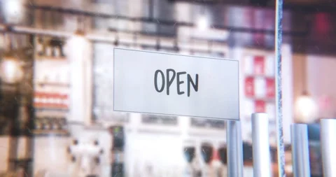 Storefront Open sign in a 3D animation | Stock Video | Pond5