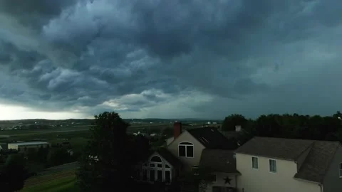 Storm clouds on horizon, dark scary hail... | Stock Video | Pond5