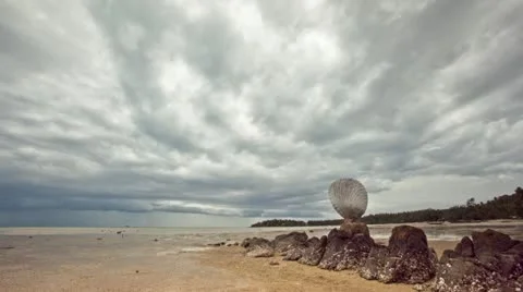 Storm clouds of rain floating above a tr... | Stock Video | Pond5