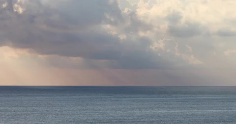 Storm In Distance Over Ocean Horizon 4K | Stock Video | Pond5