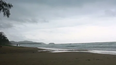 Storm rain on the beach | Stock Video | Pond5