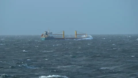 Storm at sea. Ship breaks a wave. Splash... | Stock Video | Pond5