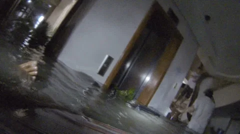 Storm Surge Floods Hotel Typhoon Haiyan | Stock Video | Pond5