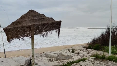 storm waves at beach shore, straw beach ... | Stock Video | Pond5