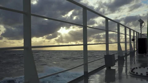 Storm. Wet deck with railing. Deck of sh... | Stock Video | Pond5