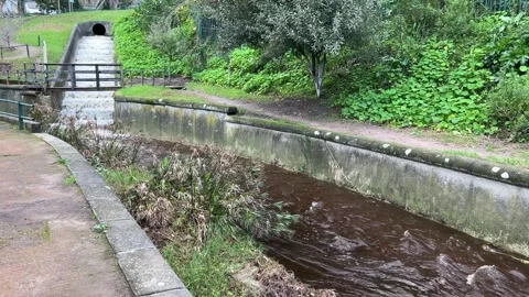 Stormwater river step rapids flowing und... | Stock Video | Pond5