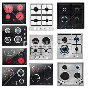 Stove vector cooking gas hob and cooker oven home appliance in kitchen ...