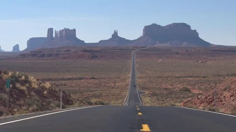 Straight empty road leading to iconic Mo... | Stock Video | Pond5