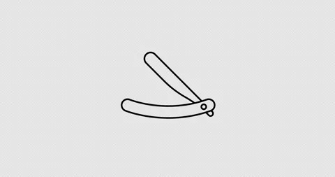 straight razor animated outline icon | Stock Video | Pond5
