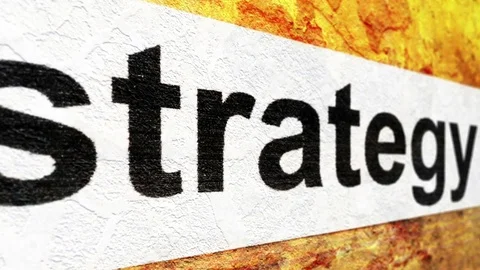Strategy text on grunge background | Stock Video | Pond5