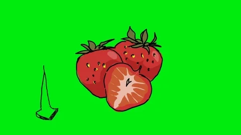 Strawberry - Hand Drawn - Green Screen | Stock Video | Pond5